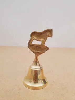 Other | Vintage Brass Bell With Horse Motif Horseman Man Cave Country ...